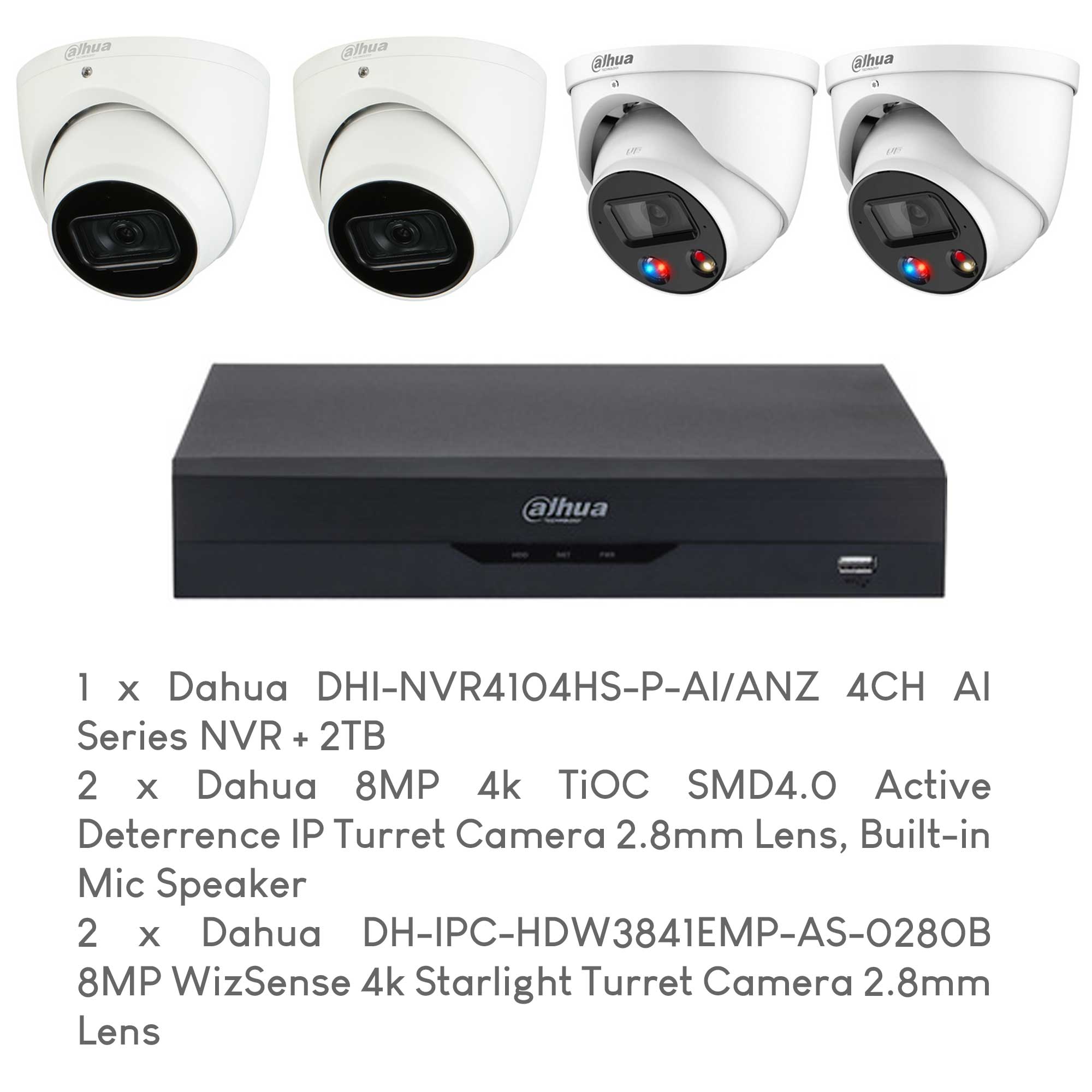 Dahua 8MP 4-Camera AI + WizSense CCTV Package with Installation by 5 S – 5 Star Security