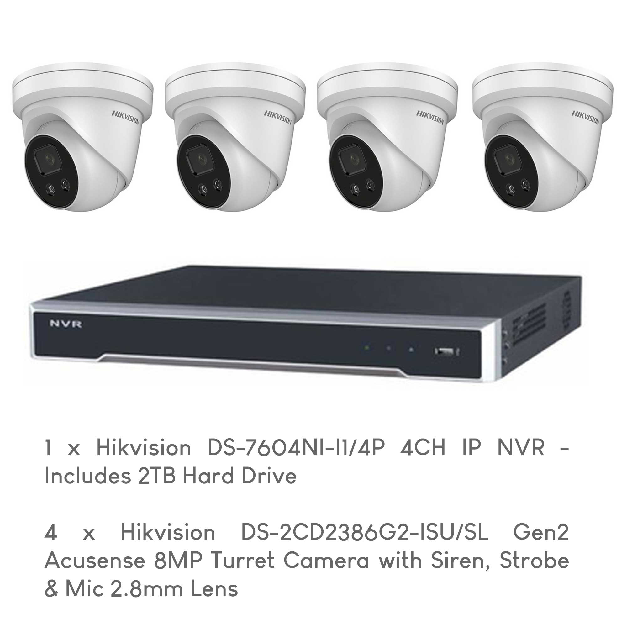 Hikvision 4-Camera 8MP CCTV Package including 3TB Hard Drive with Inst ...
